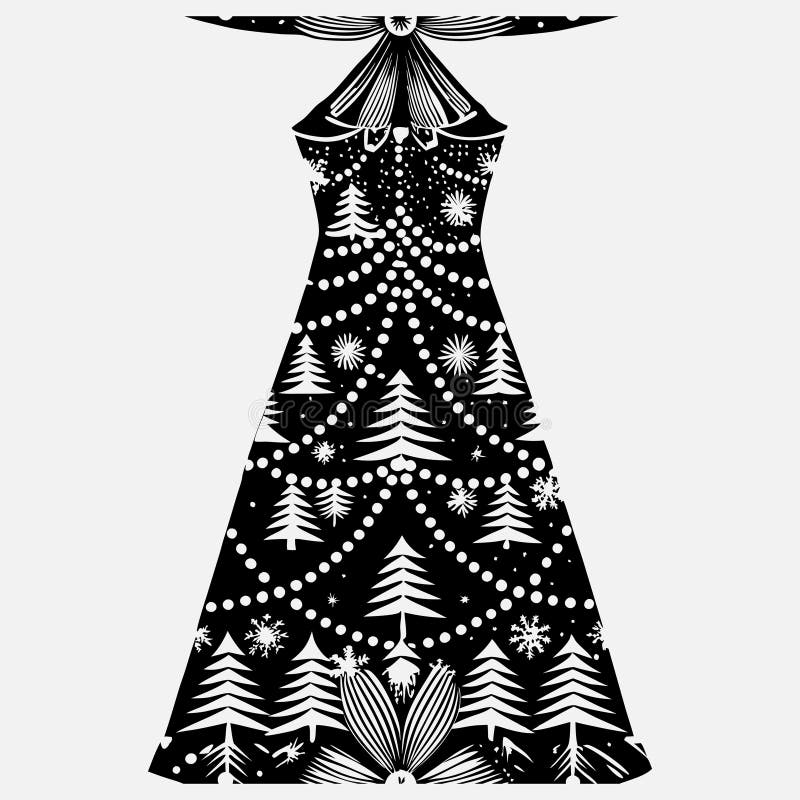 Vector Fashion Illustration: Christmas Party Dress, Festive Snowflake ...