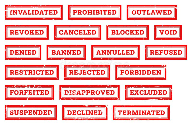 Red Canceled or Reject Stamp Stock Illustration - Illustration of stamp ...