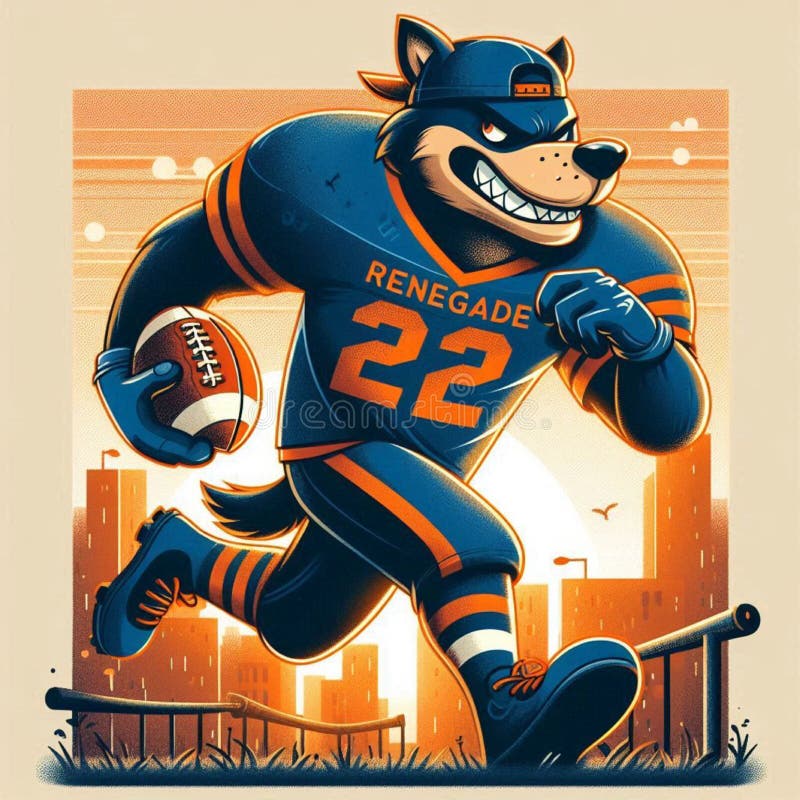 Wolf Character T-shirt Design Wearing a Uniform and Holding a Rugby ...