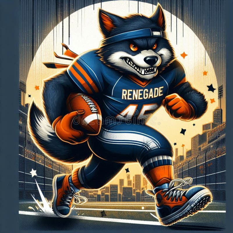 Wolf Running with Rugby Ball Stock Illustration - Illustration of rugby ...