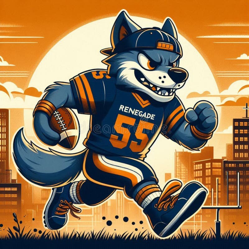 Design of a Wolf Running with a Rugby Ball Against an Urban Afternoon ...