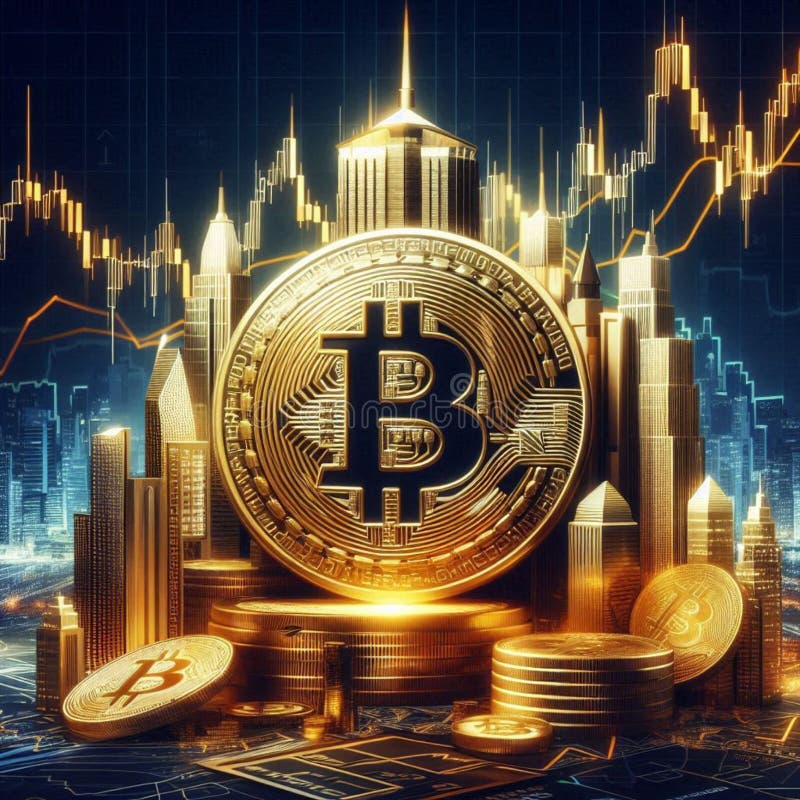 Bitcoin Money Design with a Rising Graphic Background Stock ...