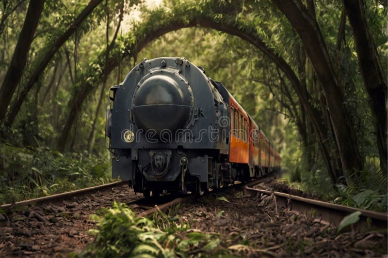 Portrait Image of an Old Vintage Train Stock Illustration ...