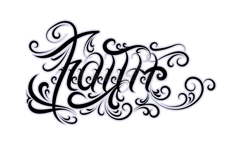 FAITH Hand Lettering Tattoo Style Design Stock Illustration ...