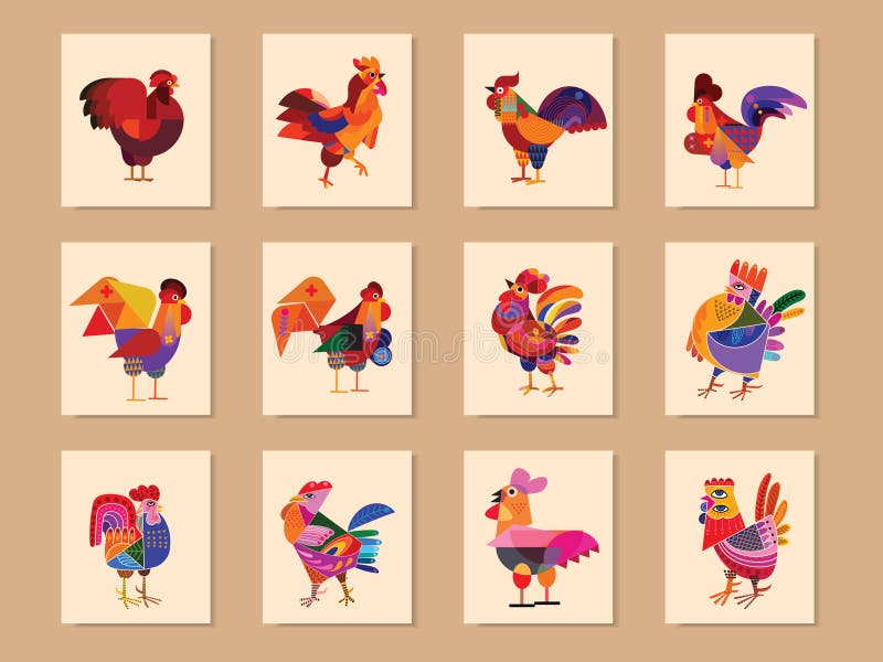 Abstract Chicken Hen Rooster Sketch Doodle Hand Drawn Vector. Stock ...