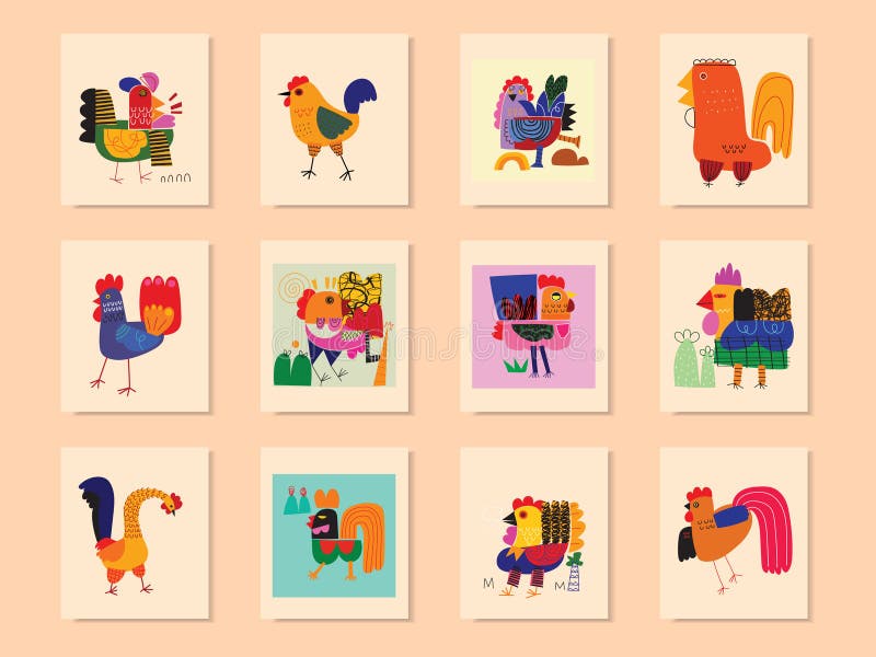 Abstract Chicken Hen Rooster Sketch Doodle Hand Drawn Vector. Stock ...