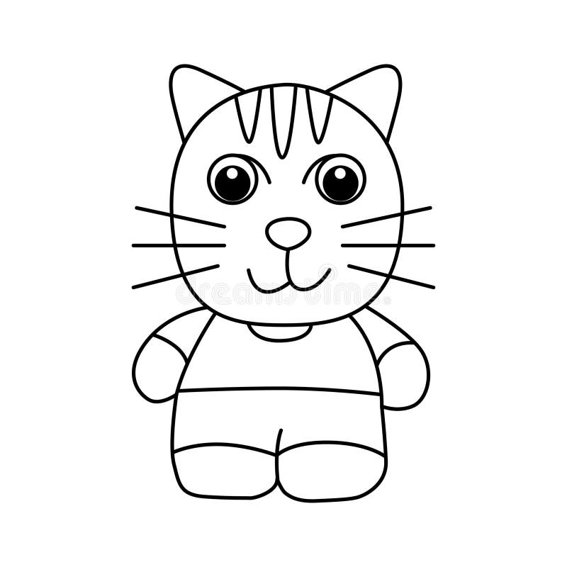 Cute Cat Cartoon Coloring Page Illustration Vector. for Kids Coloring ...