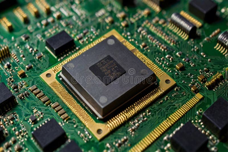Photo of the Chip on the Computer Stock Illustration - Illustration of ...