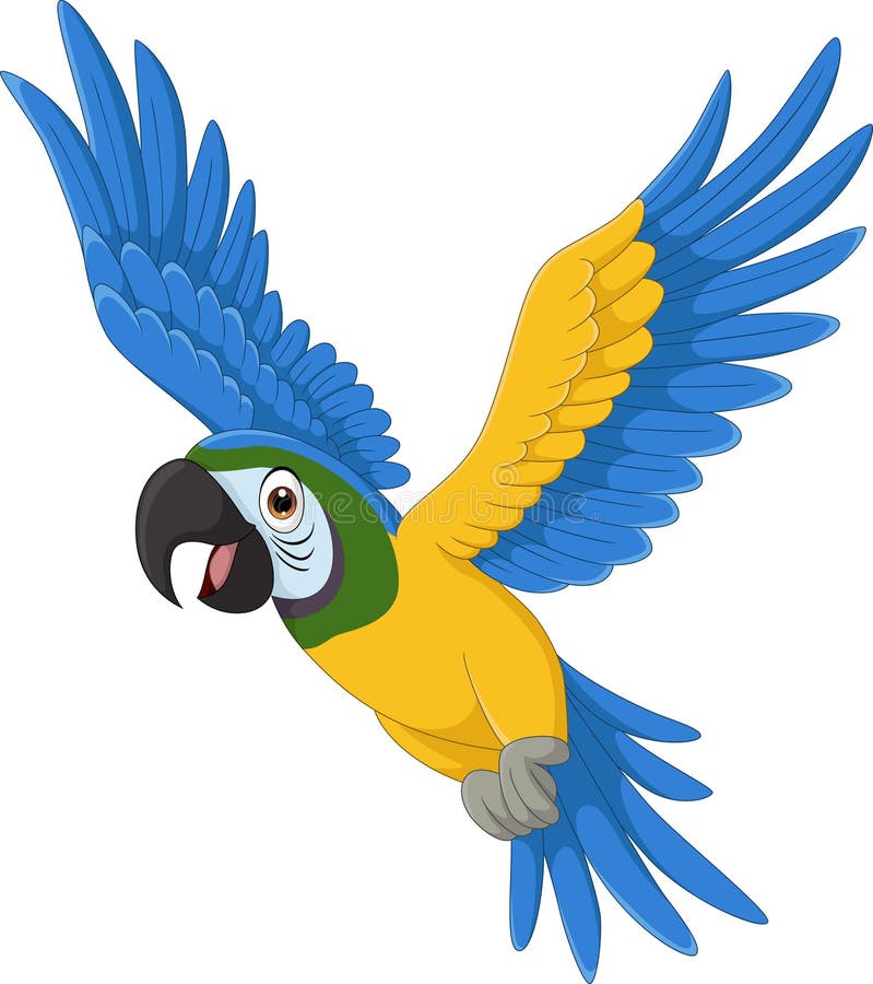 Illustration of Happy Cartoon Parrot Bird Flying Stock Vector ...