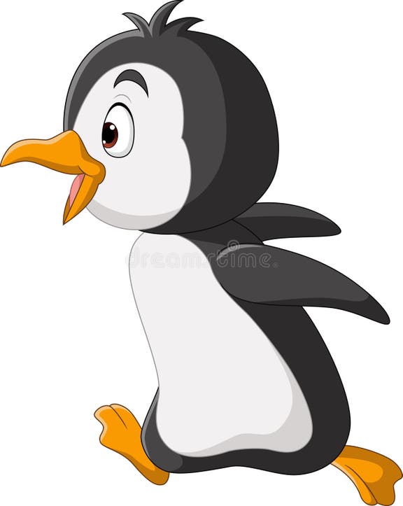 Cartoon Illustration of a Happy Penguin Running Stock Illustration ...