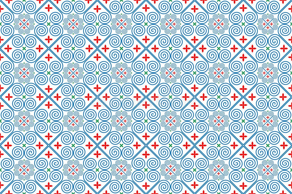 Hmong Fabric Pattern, Twisted Lines that Form a Heart Shape, is a ...