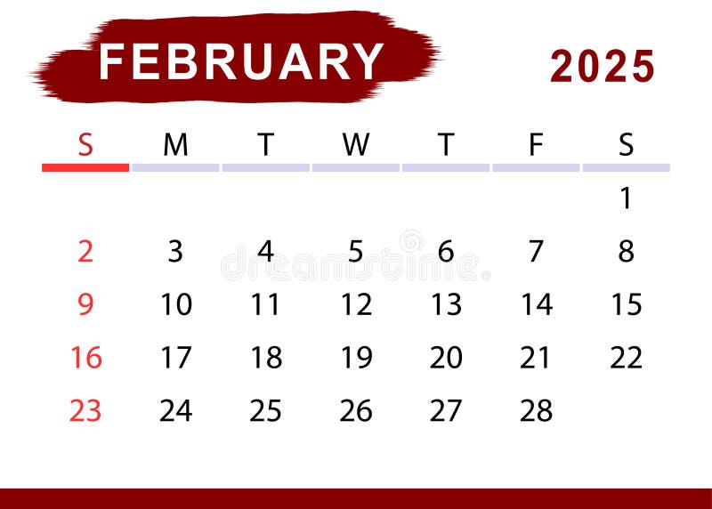 February 2025 stock vector. Illustration of line, february - 341068280