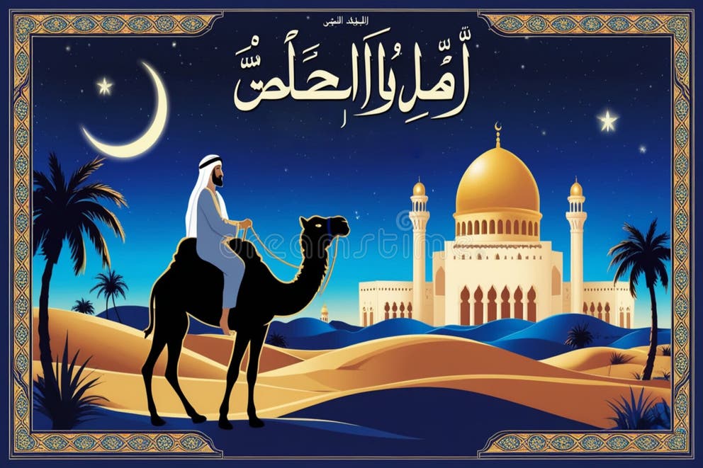 Poster Commemorating Isra Miraj Day Stock Illustration - Illustration ...