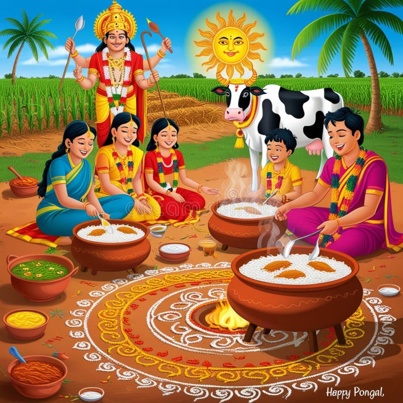 There are Many Portraits of the Pongal Day Celebration of Cooking Rice ...