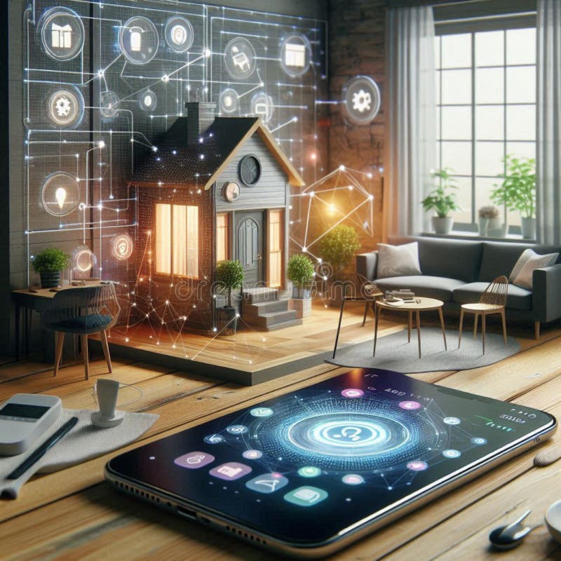 Home Design Connected To a Smartphone Stock Illustration - Illustration ...