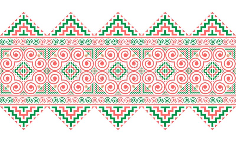 Green-red Hmong Ethnic Pattern Imitating Hmong Embroidery, Which is a ...