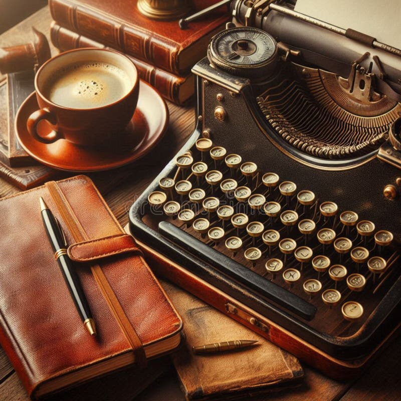Portrait of Work Desk with Old Typewriter Stock Image - Image of desk ...