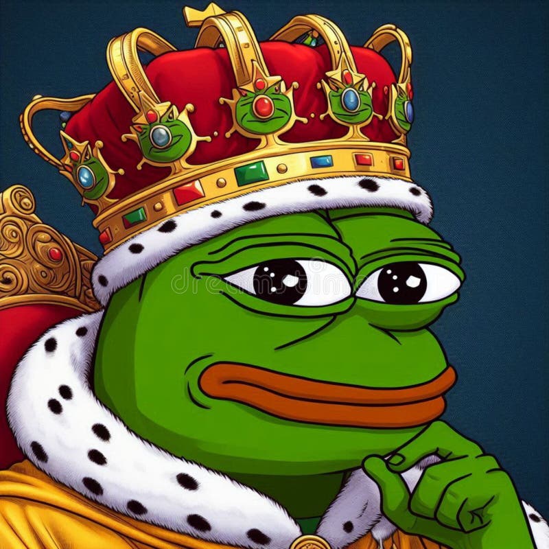 Close Up of Pepe Frog Wearing Crown Stock Illustration - Illustration ...
