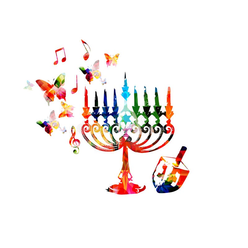 Colorful Hanukkah Menorah with Candles Stock Vector - Illustration of ...
