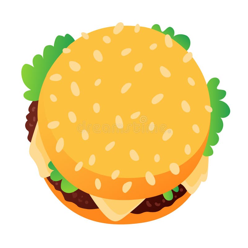 Big burger top view. stock vector. Illustration of line - 347068892
