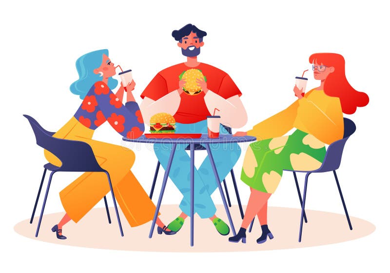 People, Buddies, Colleagues or Friends in Cafe. Stock Vector ...