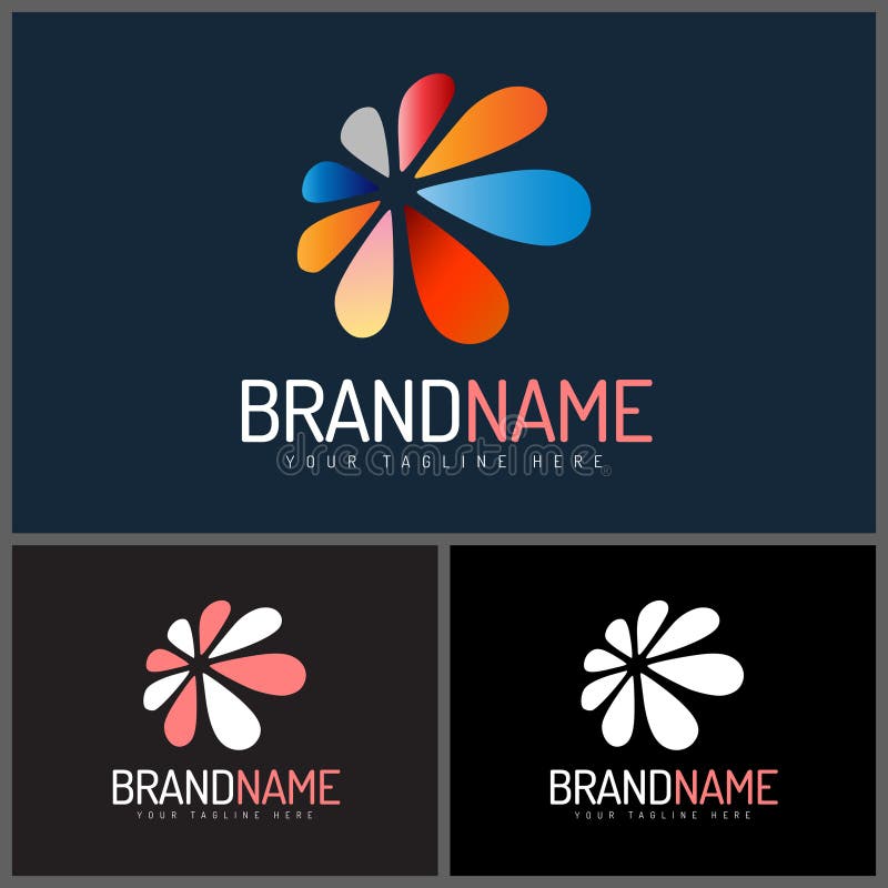 Eight Petal Flowers Colourful Logo Set Design Template Stock Vector ...