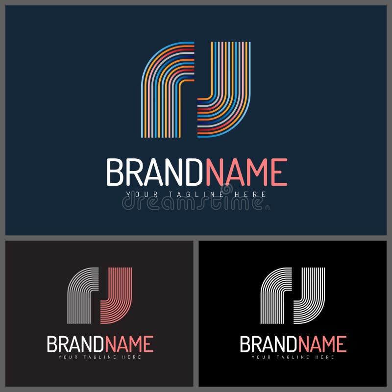 Rj Initial Letter Modern Line Logo Set Template Design Stock ...