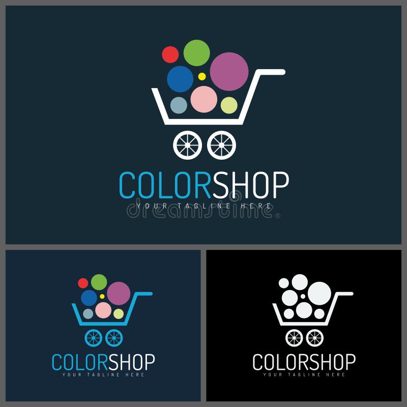 Color Shop Trolley Colourful Logo Set Design Template Stock Vector ...