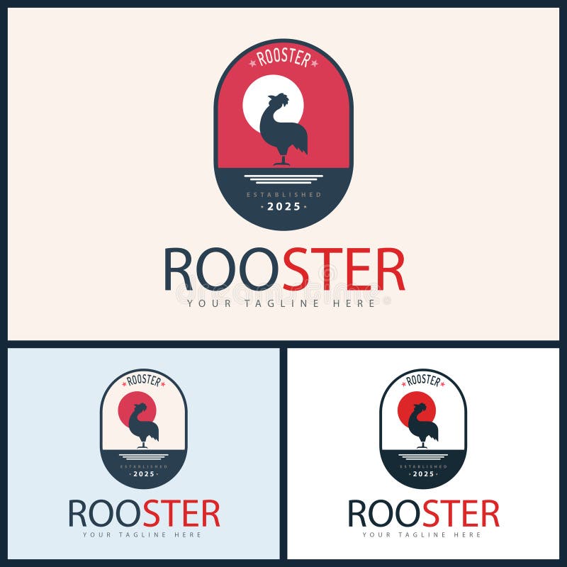 Rooster Chicken Silhouette Logo Set Design Template Stock Vector ...