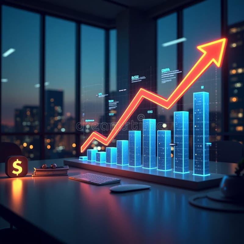 Generated Using AI Tools Financial Growth Graph in a Futuristic Office ...