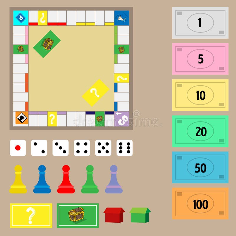 Monopoly Game Board Set stock illustration. Illustration of designs ...