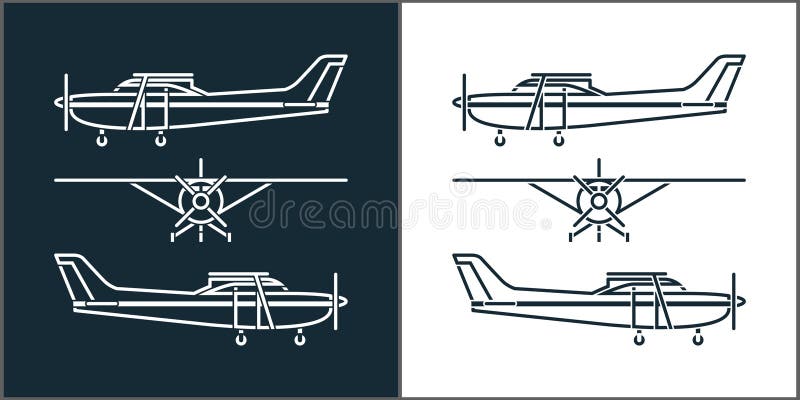 Aircraft Plane Aviation Line Art Silhouette Vector Set Template Design ...