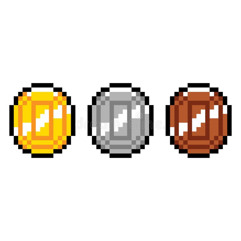 The Bronze Coin Level Up Game Item Pixel Stock Vector - Illustration of ...