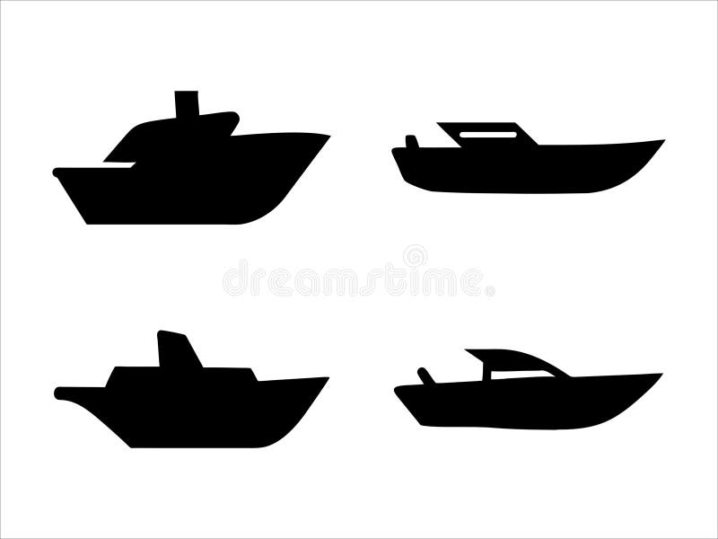 Boats Silhouette Black Color Simple and Clean Vector Illustration Stock ...