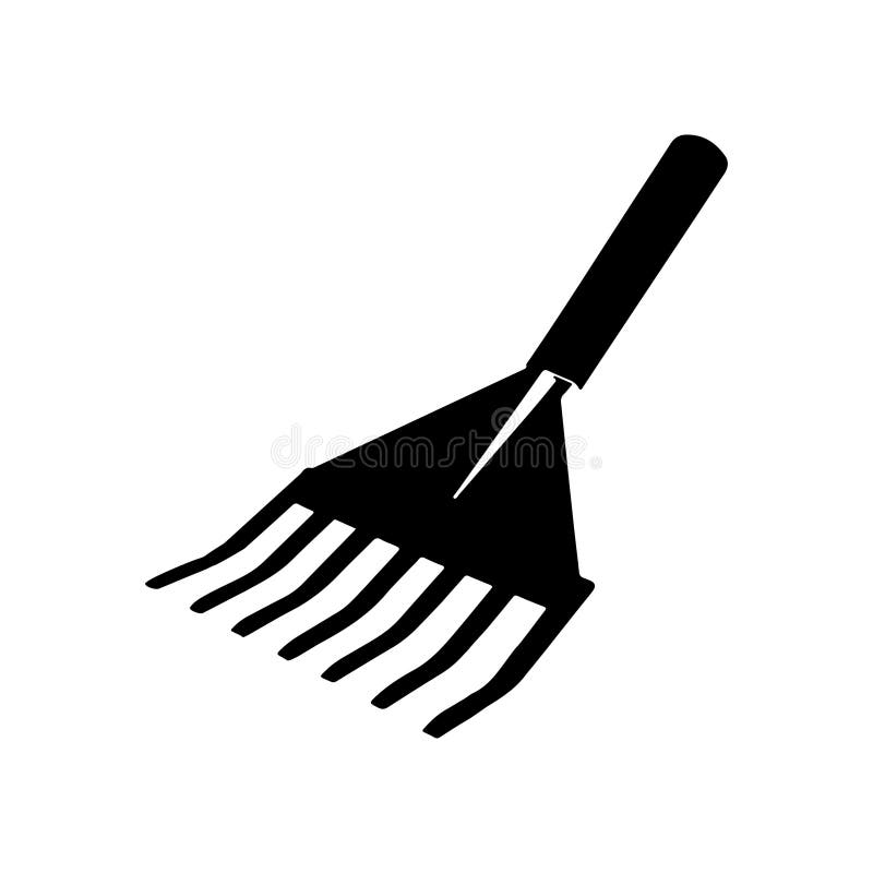 Hand Rake Rustic Tool for Gardening, Silhouette Vector Art Illustration ...