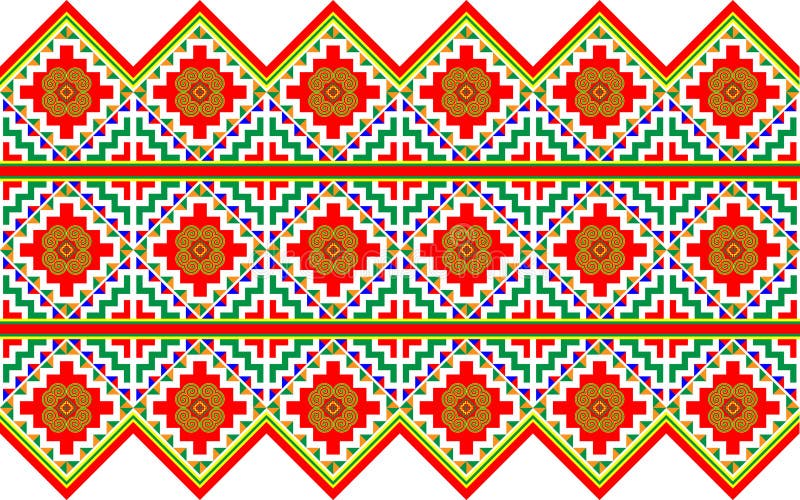 Hmong Ethnic Fabric Pattern Designed in the Style of White Hmong, Green ...