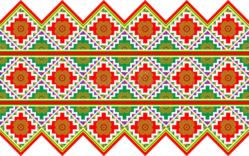 Hmong Ethnic Fabric Pattern Designed in the Style of White Hmong, Green ...