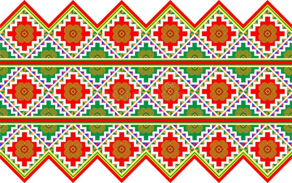 Hmong Ethnic Fabric Pattern Designed in the Style of White Hmong, Green ...