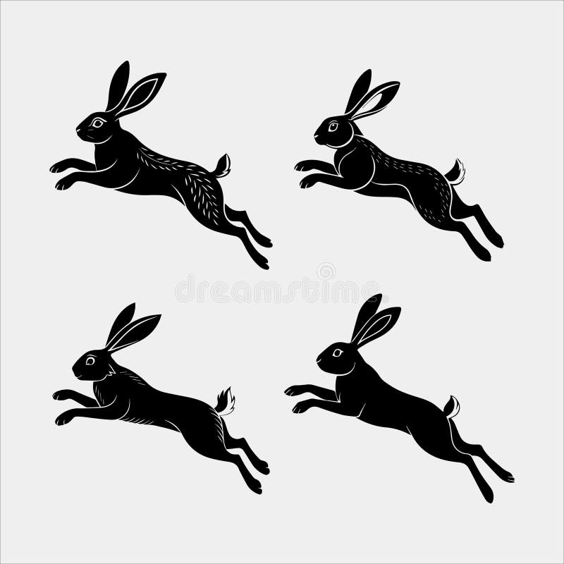 Jumping Hare Black Silhouette Stock Photos - Free & Royalty-Free Stock ...