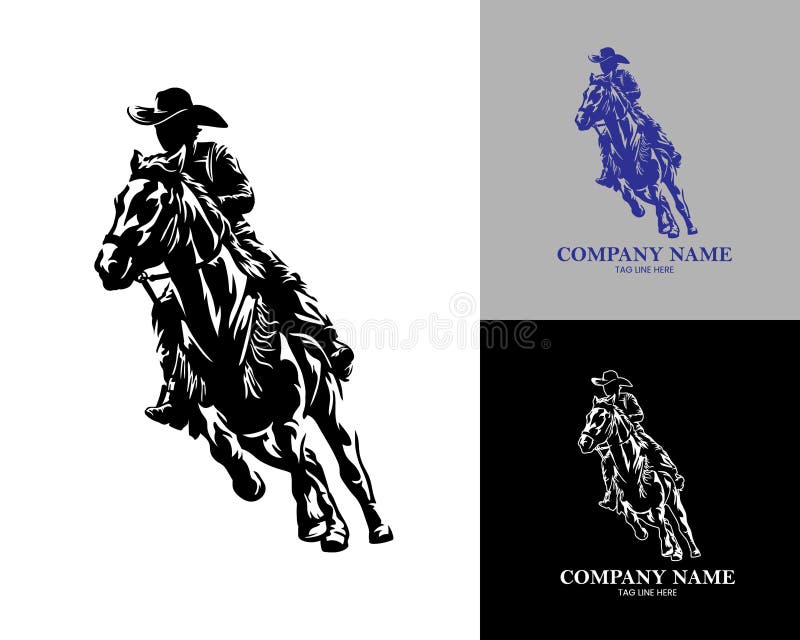 Cowboy Riding the Horse from Font View Stock Vector - Illustration of ...