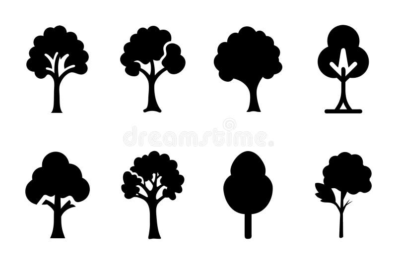 Tree Icons Set Vector Illustrations. Clean Smooth Stock Vector ...