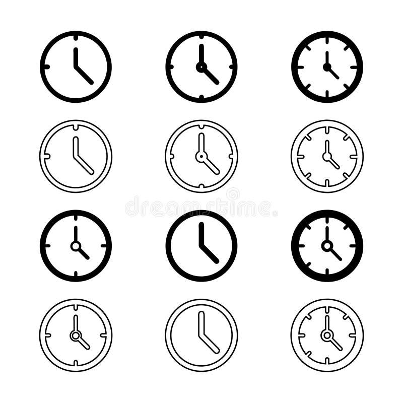 Clock Icons Set Vector Illustrations. Fill and Line Icons Stock Photo ...