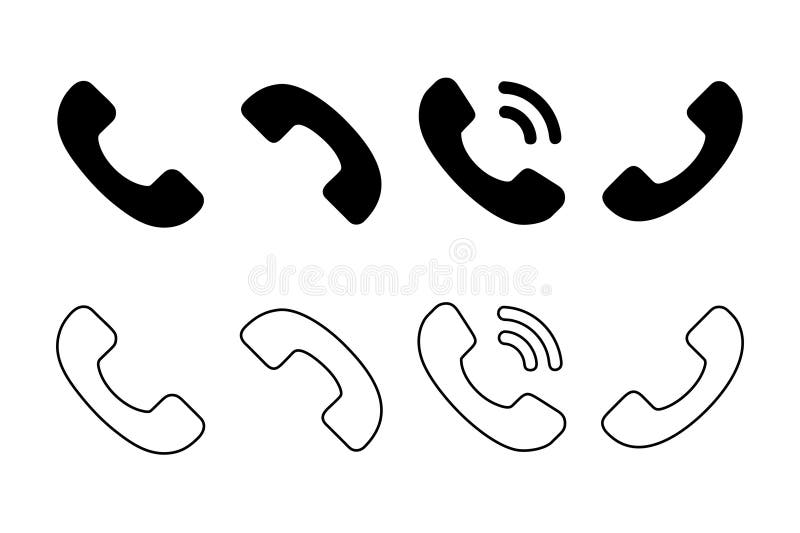 Phone Icons Set Vector Illustrations. Fill and Line Icons Stock Image ...