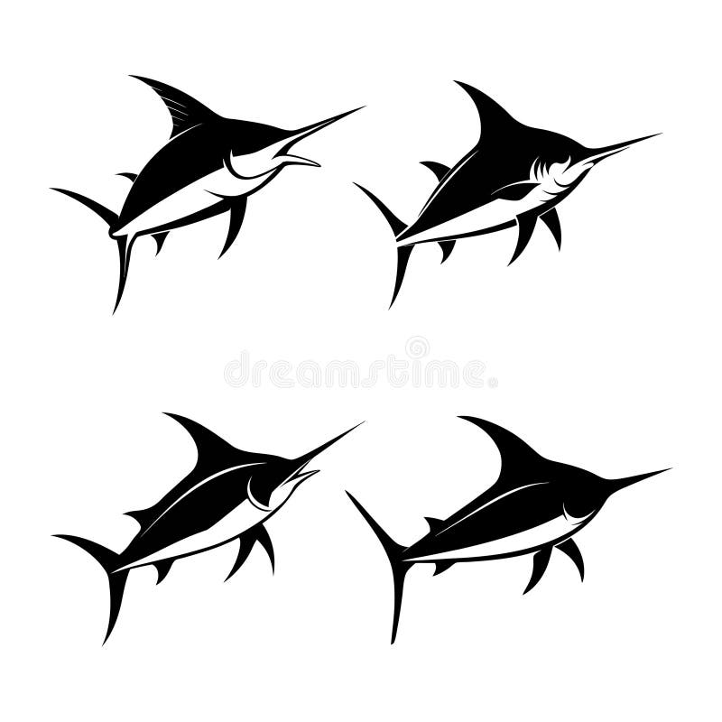 Marlin Silhouettes Set in Black Color Simple and Clean Vector ...