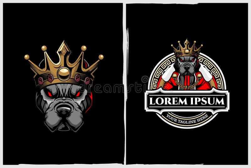 King Pitbull Dog Cartoon Character Vector Image Logo Stock Vector ...