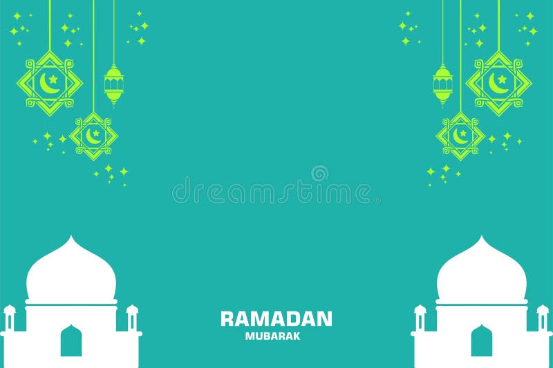Clean and Simple Ramadan Background with Hanging Lanterns Stock Vector ...