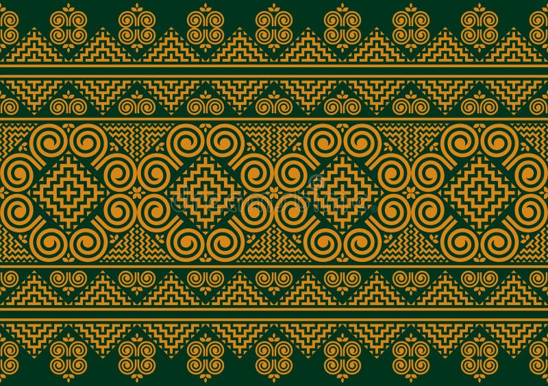 Illustration of Hmong Ethnic Pattern on Green Background. Stock ...