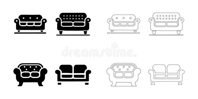 Sofa Icons Set in Black Color Simple and Clean Vector Illustration ...