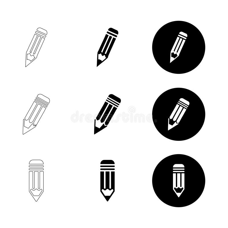 Set of Simple Pencil Icons. Flat, Outline and Minimalist Vector Icons ...