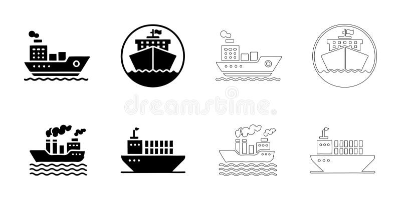 Ship Icons Set. Flat, Outline, and Minimalist Vector Icons Stock Vector ...